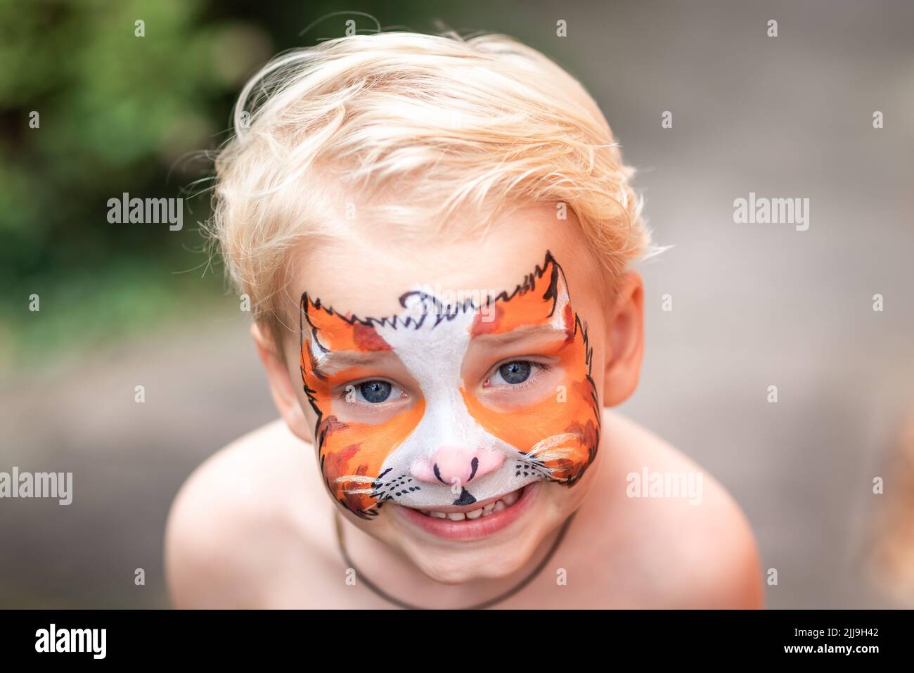 Cute Little Boy With Face Paint Face Painting Kid Painting Face At Cute Little Boy With Face Paint Face Painting Kid Painting Face At