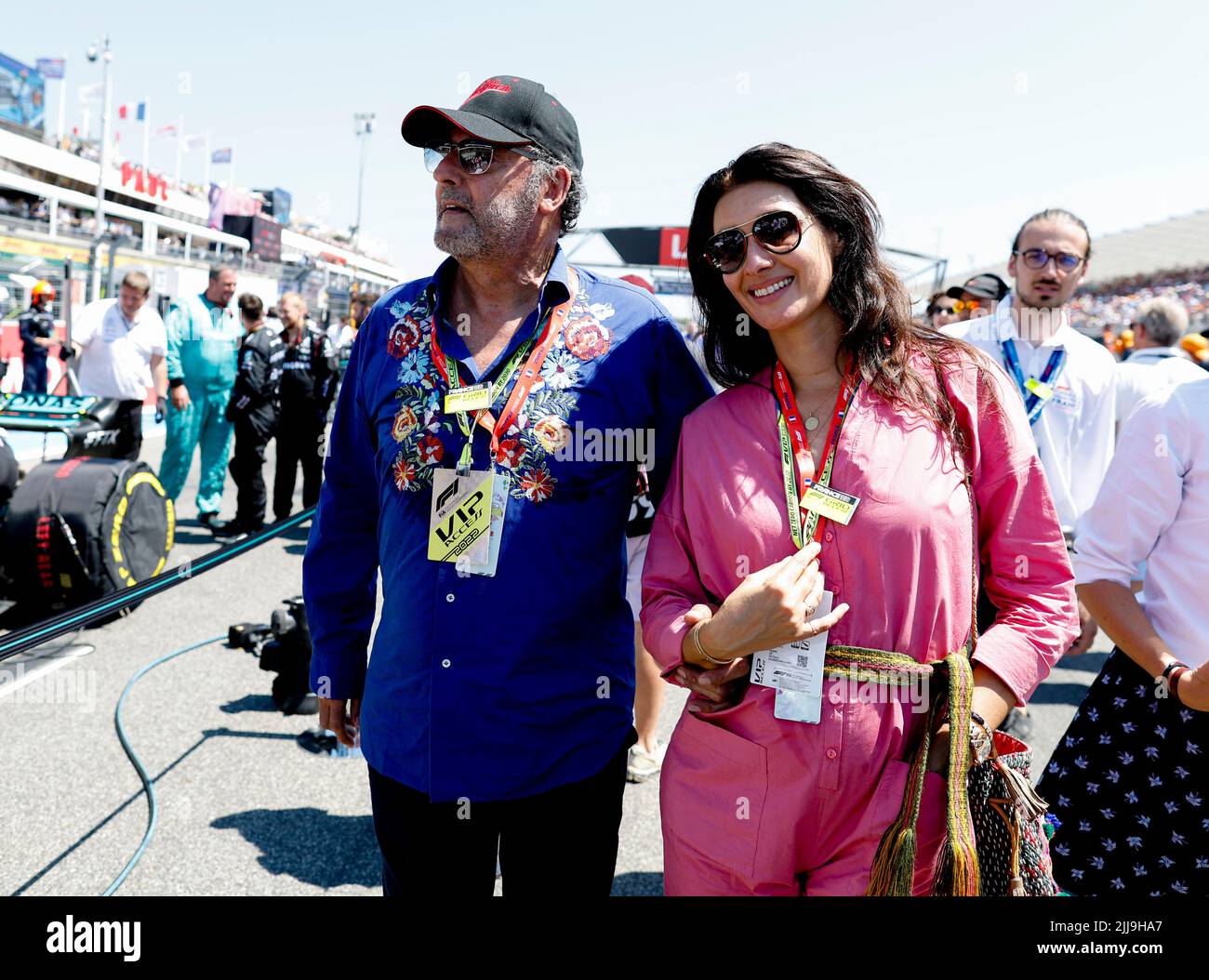 Le Castellet, France - 24/07/2022, Jean Reno and his wife during the ...