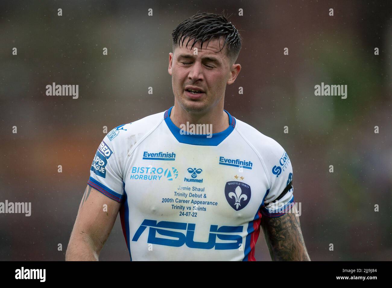 A dejected Jamie Shaul #38 of Wakefield Trinity on his debut for ...