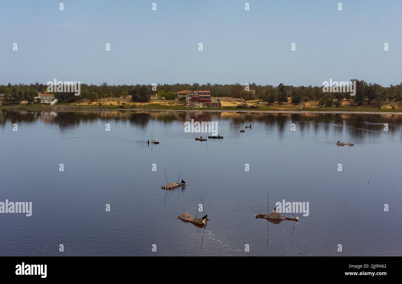A picture of the workers in the salt extraction industry, Senegal Stock ...