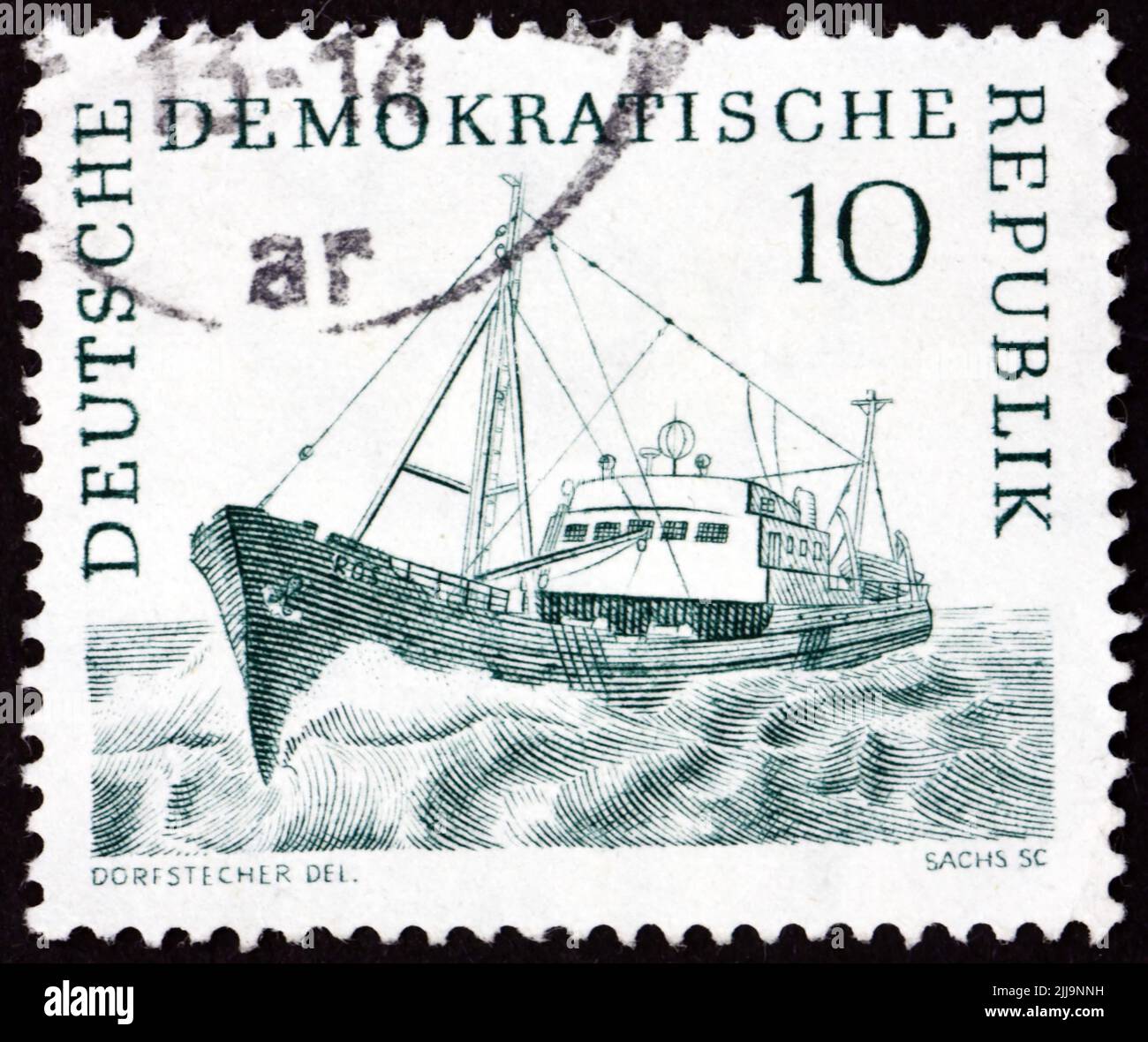 GERMANY - CIRCA 1961: a stamp printed in Germany shows trawler, deep ...