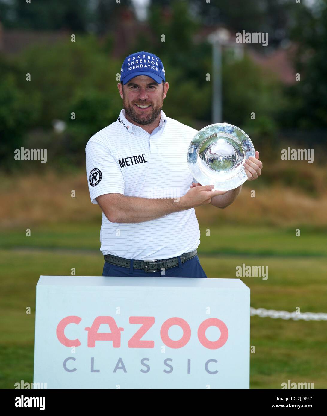 Richie Ramsay poses with the trophy after winning the Cazoo Open at the ...