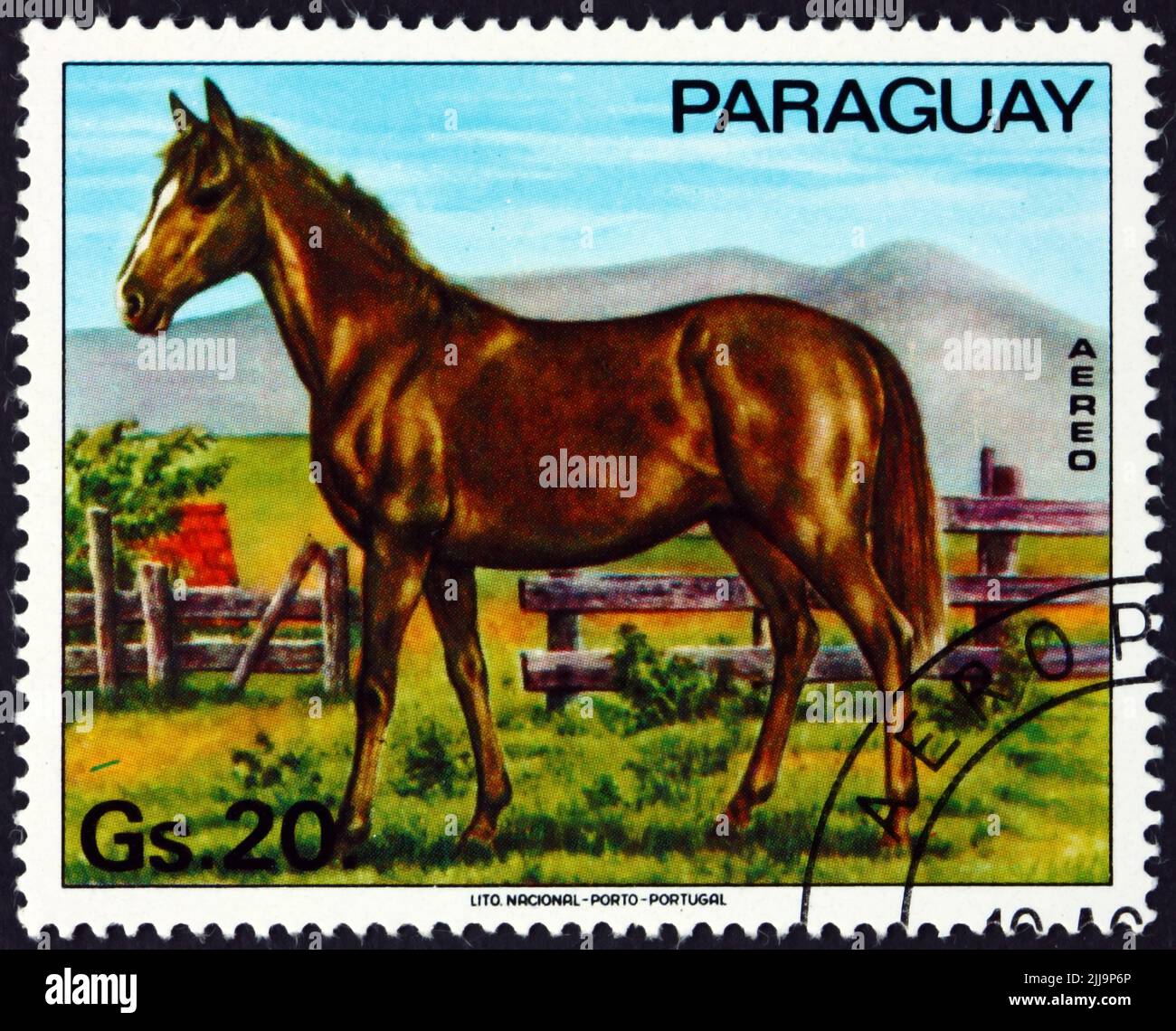 PARAGUAY - CIRCA 1976: a stamp printed in Paraguay shows horse, equus ...