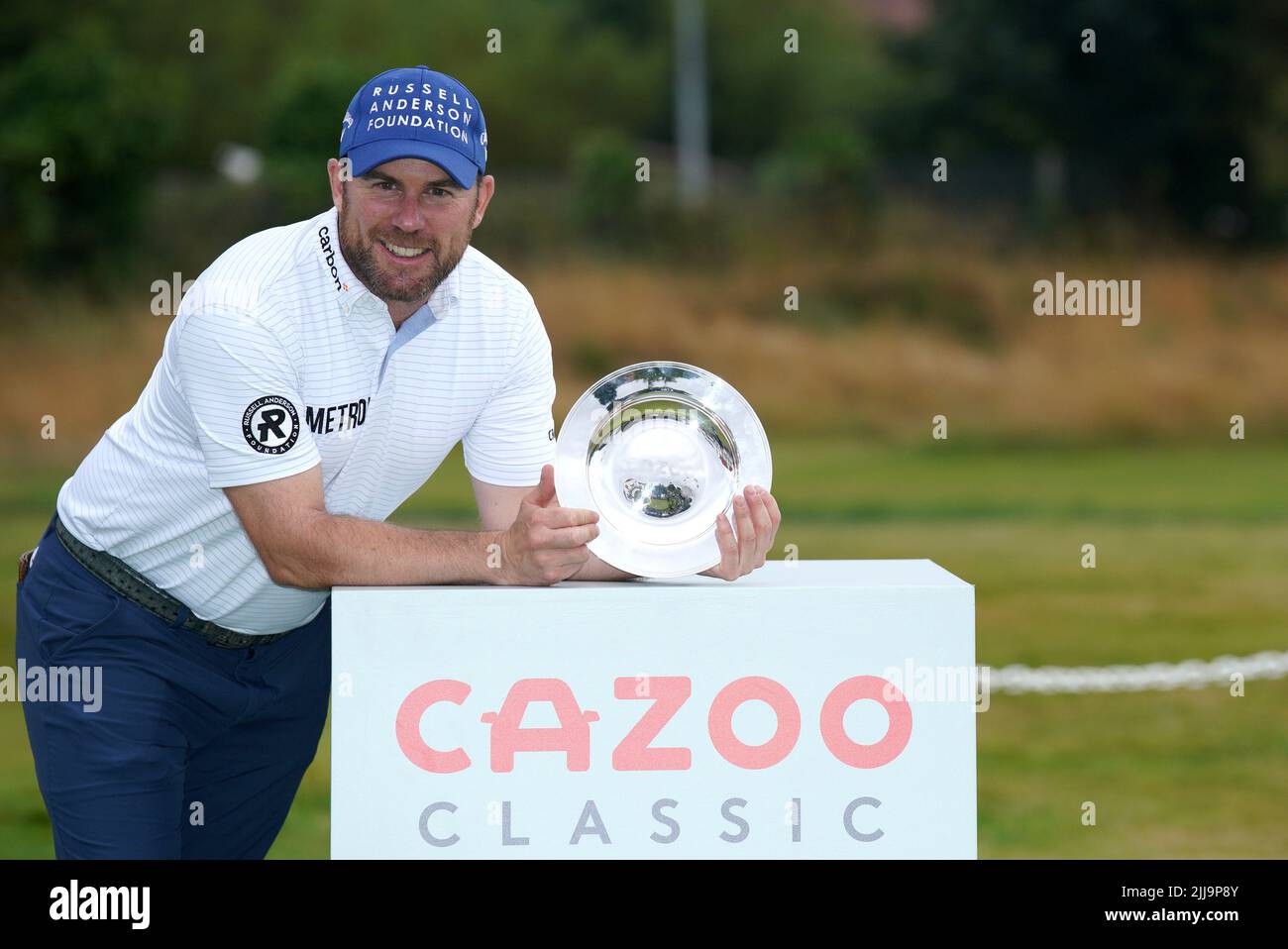 Richie Ramsay poses with the trophy after winning the Cazoo Open at the ...