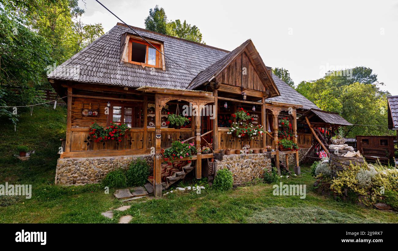 Farms and Farm houses in Oncesti Maramures Romania Stock Photo - Alamy