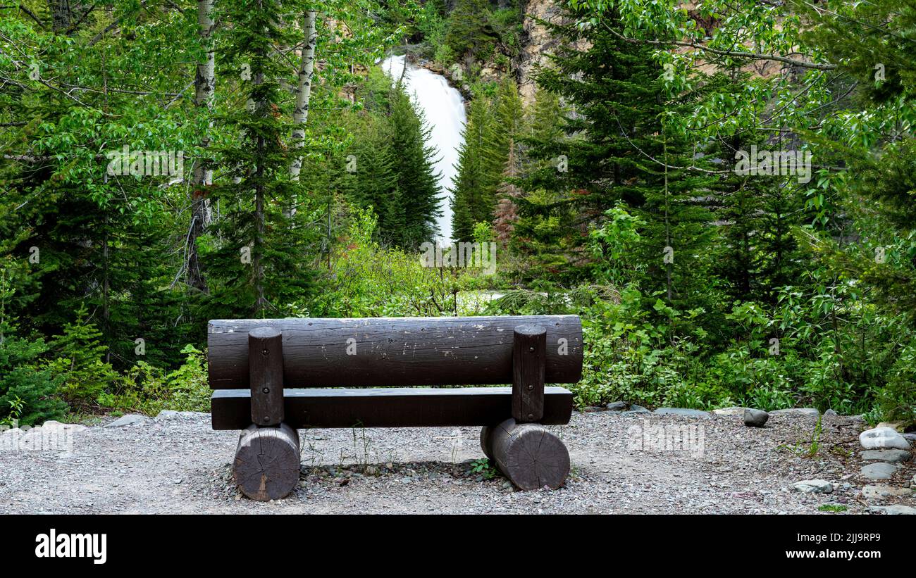 Beautiful place to sit and view a wild waterfall Stock Photo - Alamy