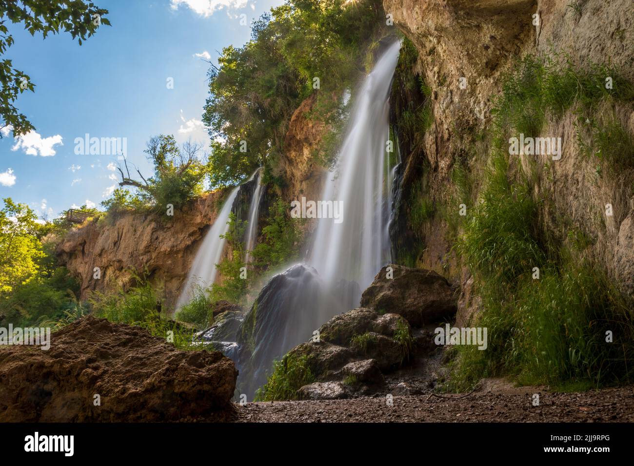 Rifle Falls State Park, Colorado. Cascading triple waterfall Stock ...