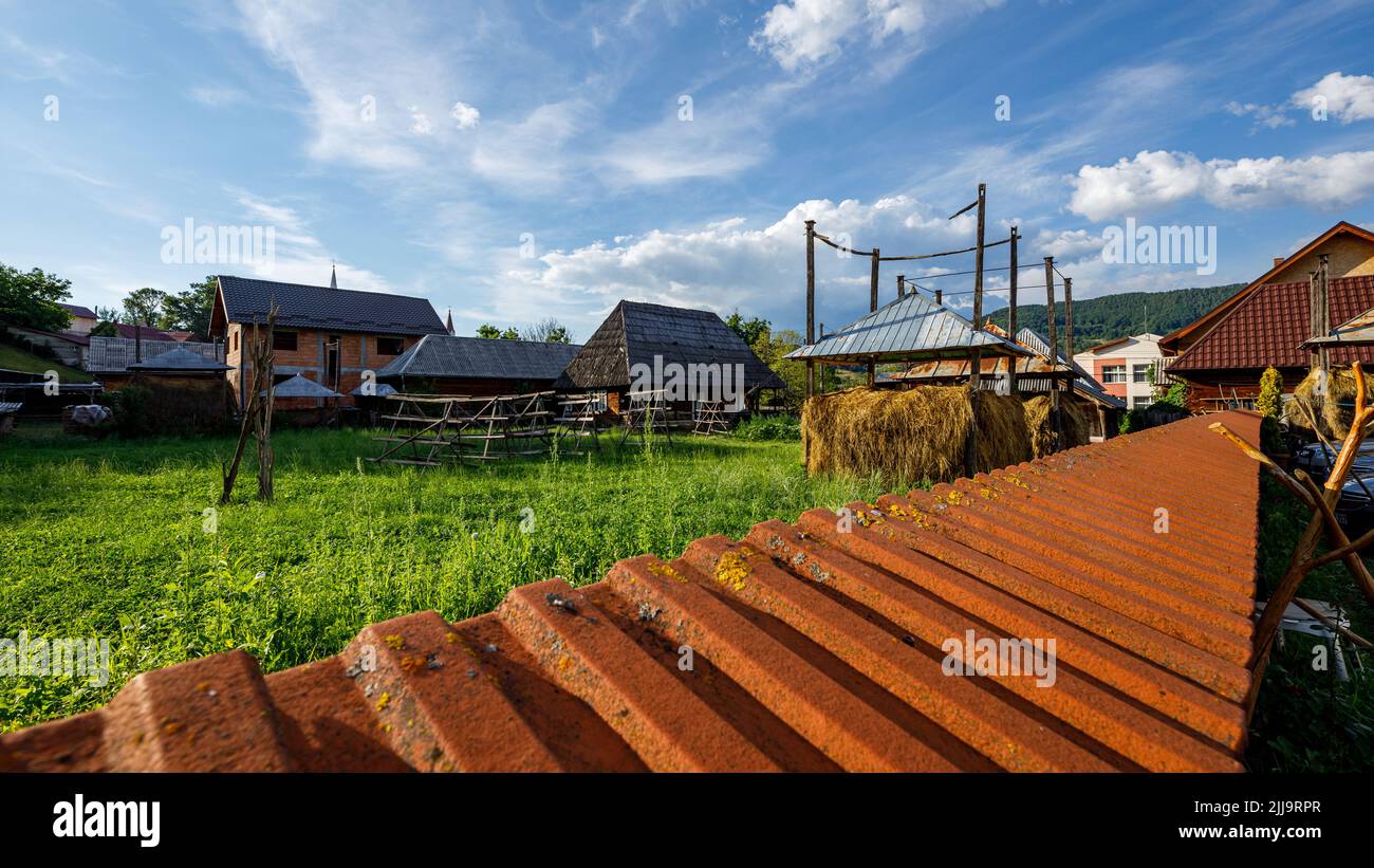 Farms and Farm houses in Oncesti Maramures Romania Stock Photo - Alamy