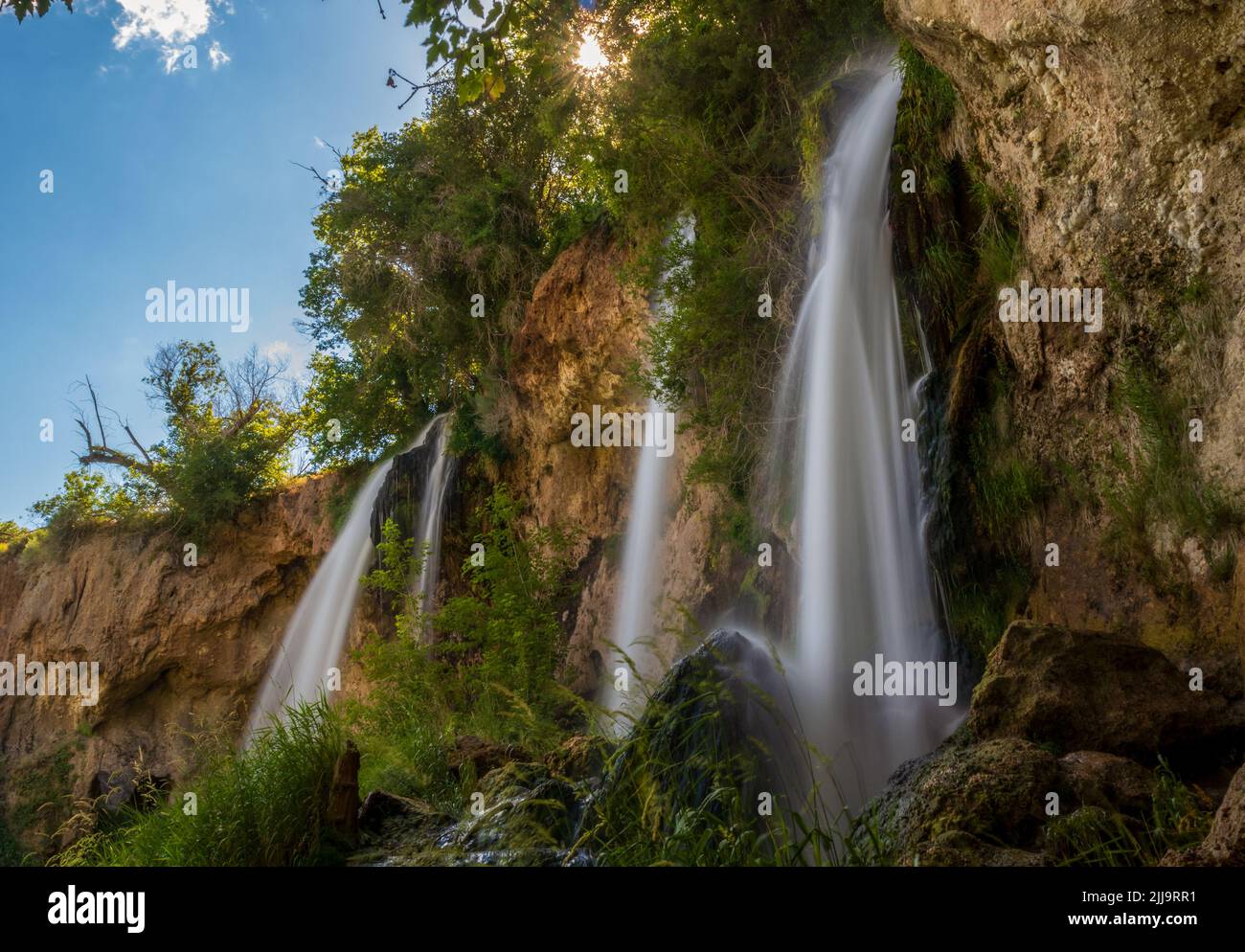 Rifle Falls State Park, Colorado. Cascading triple waterfall Stock ...