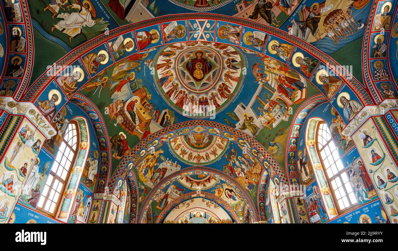 The merry cemetery of sapanta in the Maramures of Romania Stock Photo ...