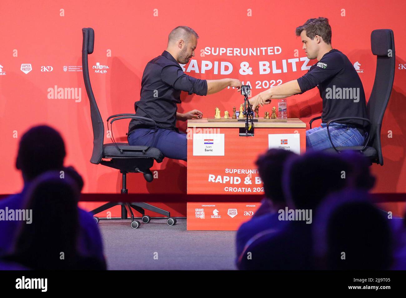 Zagreb,Croatia, July 24, 2022. The Chess match between Magnus Carlsen ...