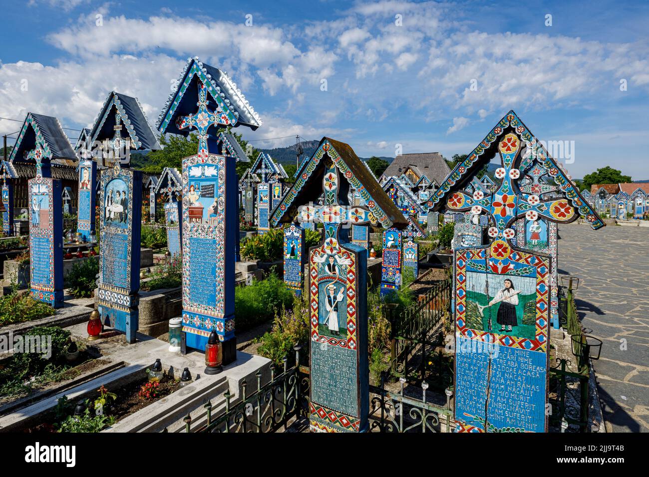 The merry cemetery of sapanta in the Maramures of Romania Stock Photo ...
