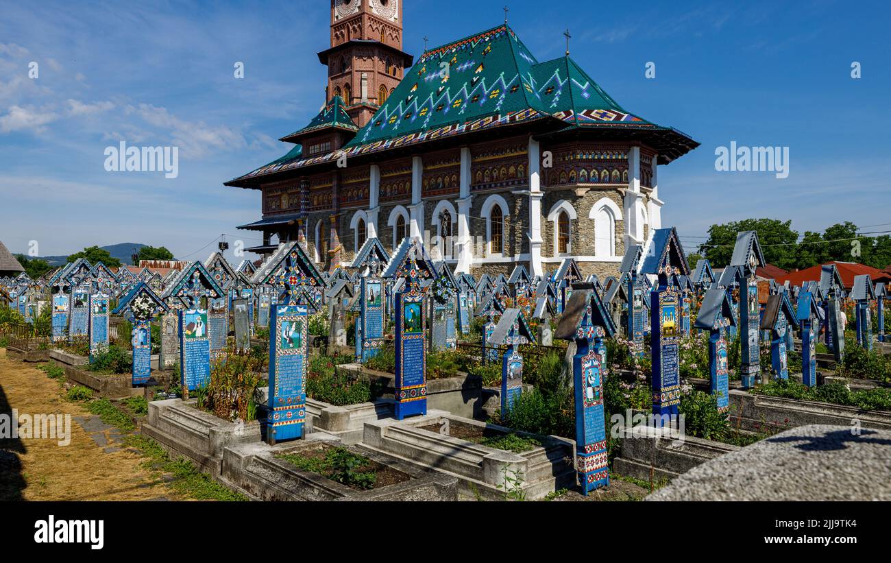 The merry cemetery of sapanta in the Maramures of Romania Stock Photo ...
