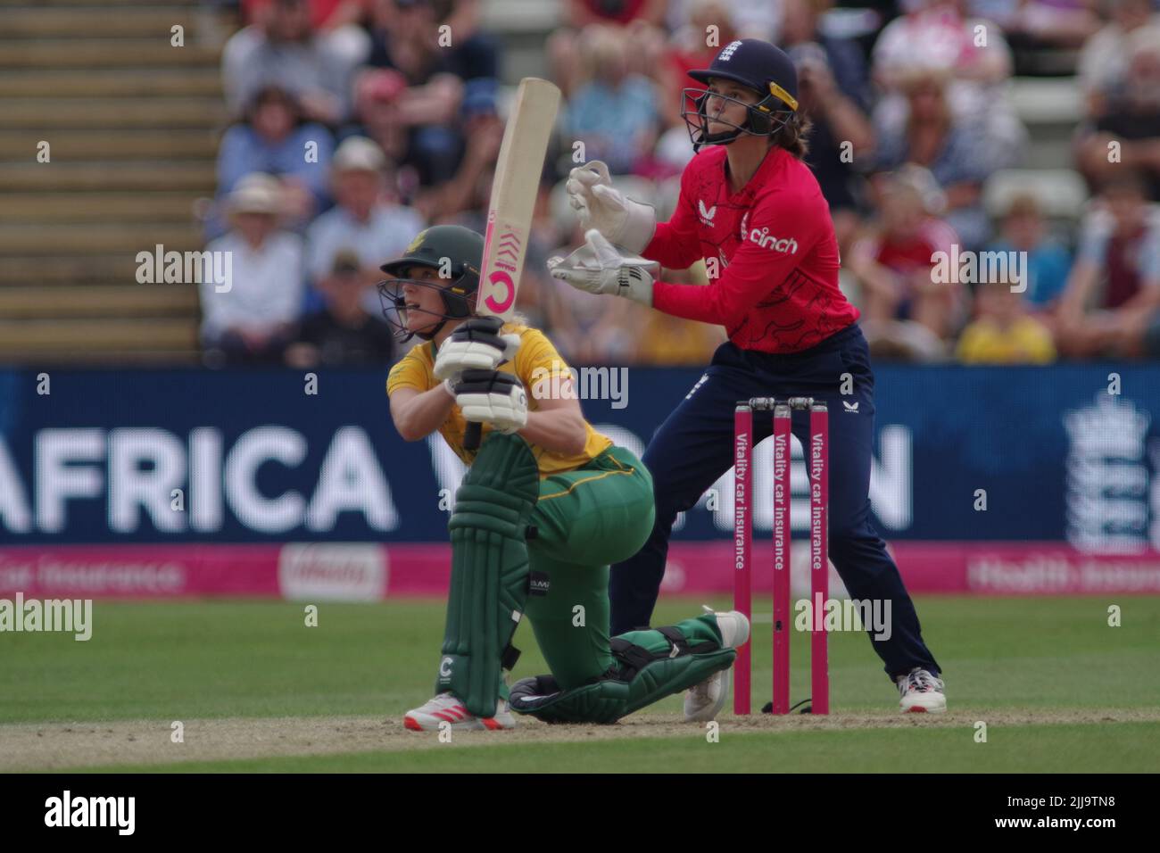 Worcester, England, 23 July 2022. Anneke Bosch batting for South Africa ...