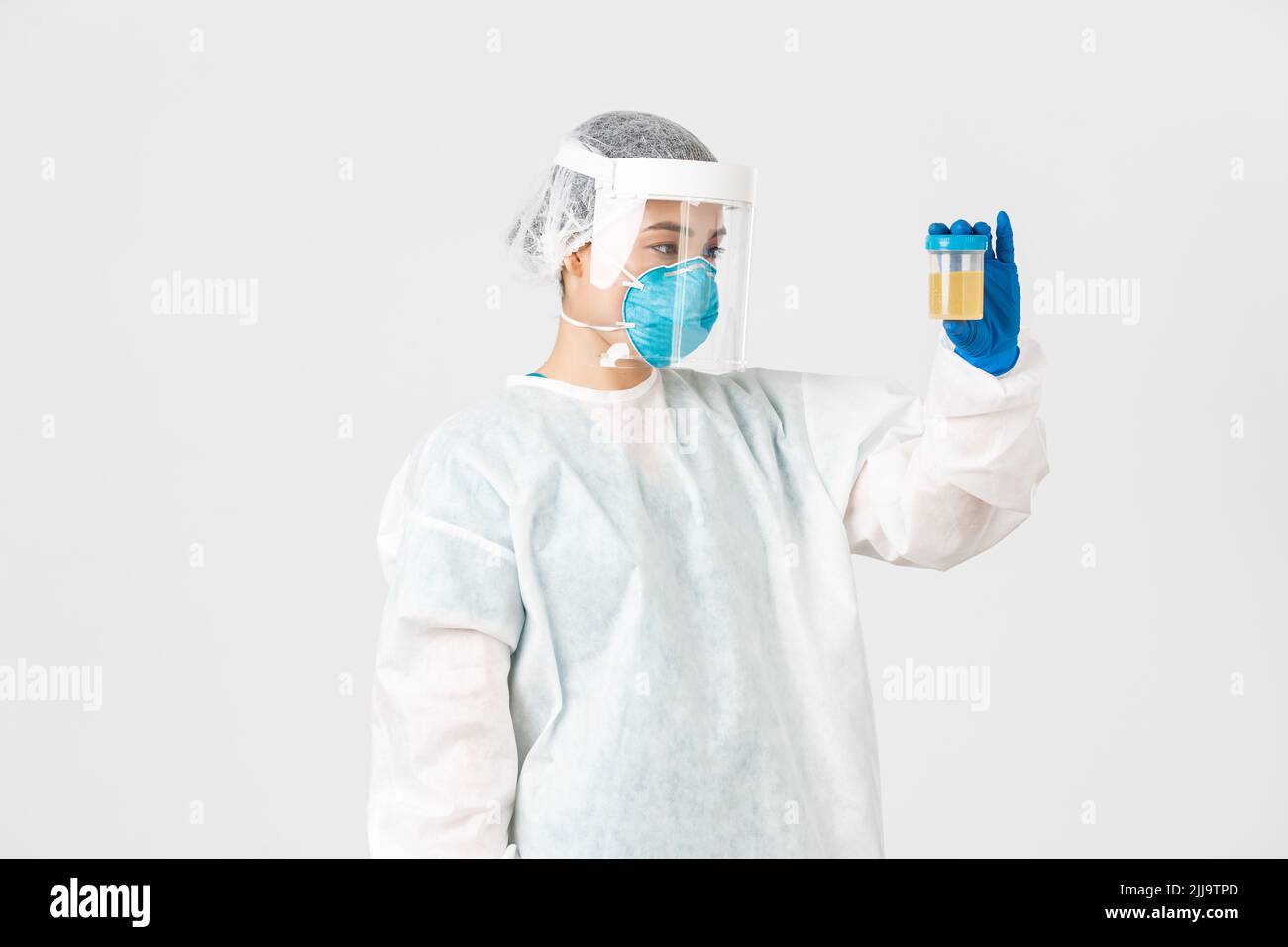 Covid-19, coronavirus disease, healthcare workers concept. Side view of ...