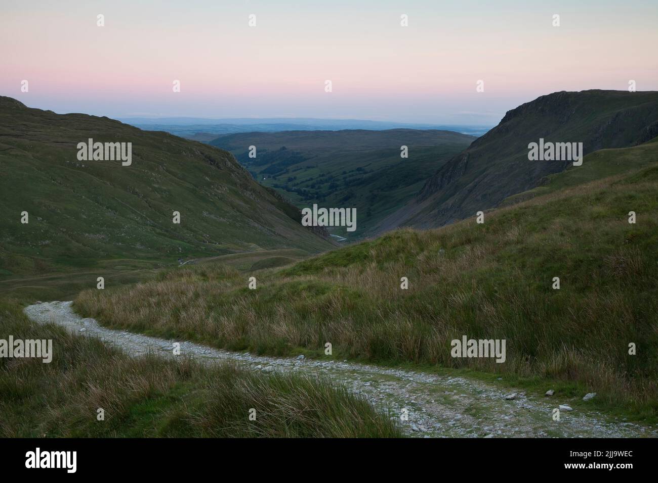 Longsleddale from the Gatesgarth Pass track in the English Lake ...