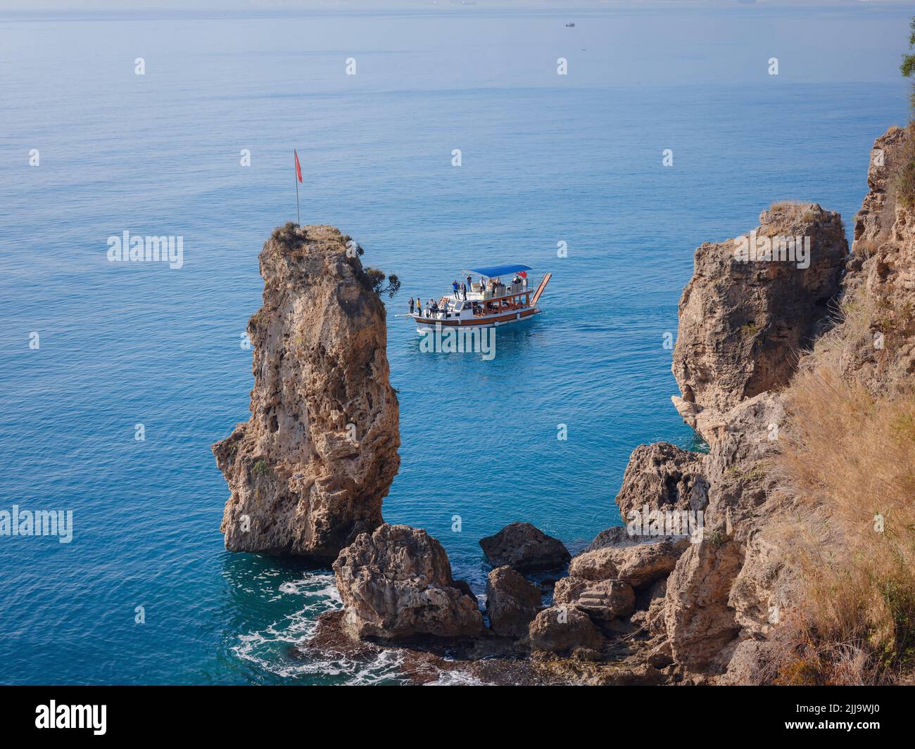 picturesque Mediterranean coast off Antalya. travel to turkey, old town ...