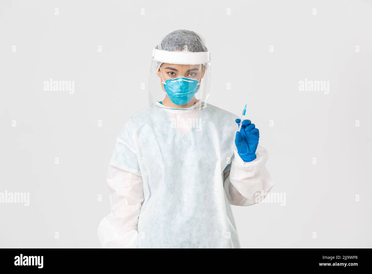Covid-19, coronavirus disease, healthcare workers concept. Serious ...