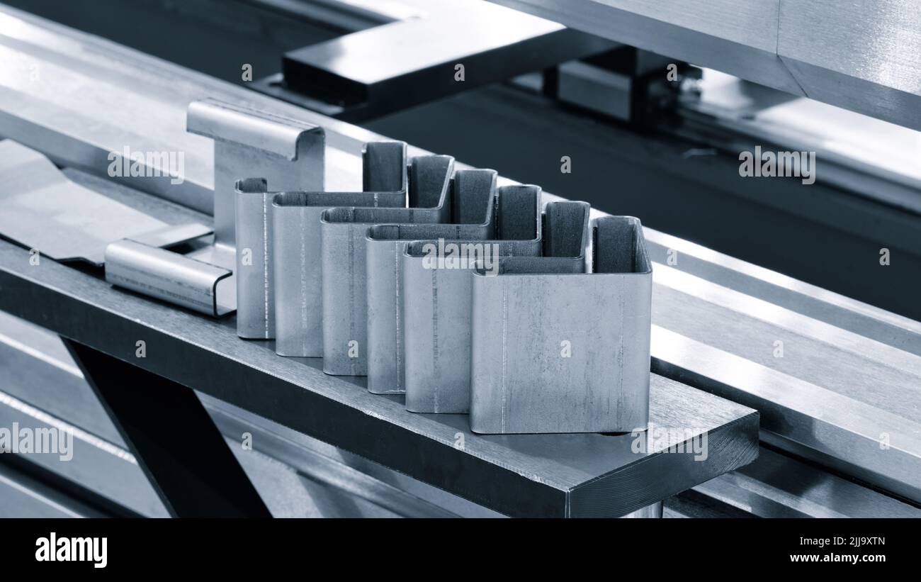Metal products bent on a bending machine. Factory made products ...