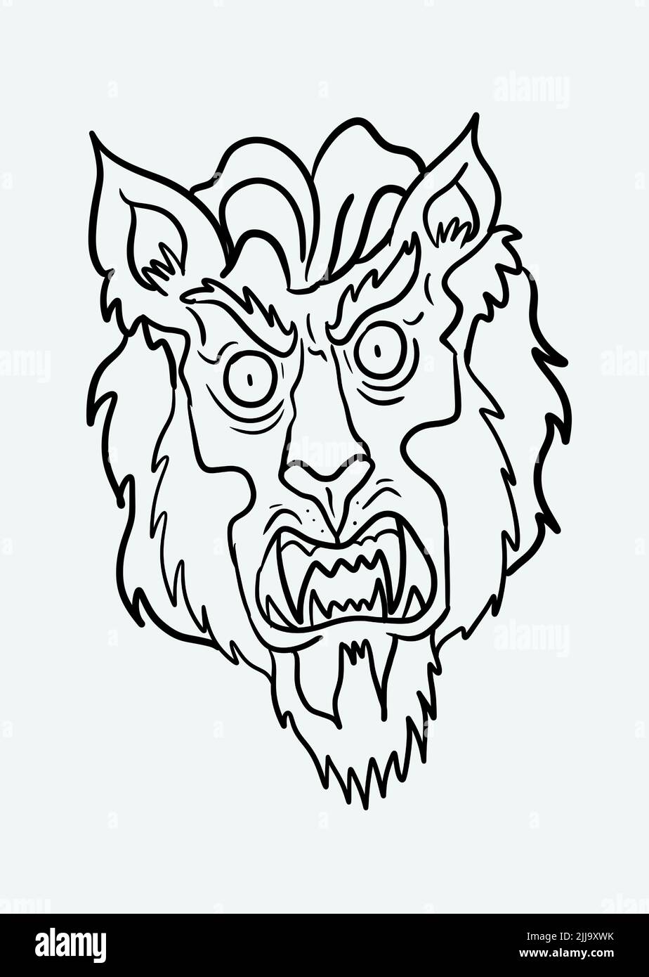 werewolf head illustration Stock Photo - Alamy