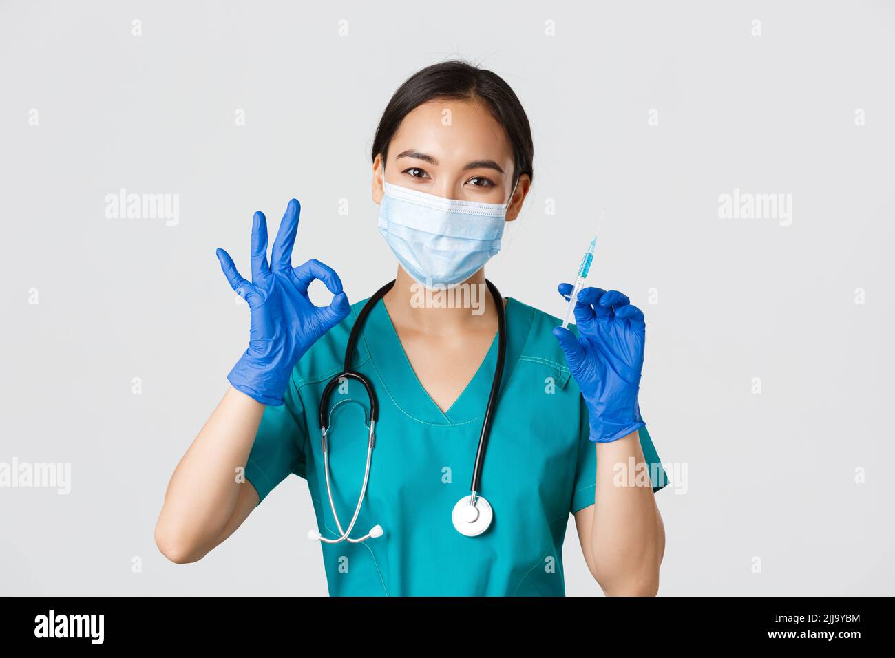 Covid-19, coronavirus disease, healthcare workers concept. Cute asian ...