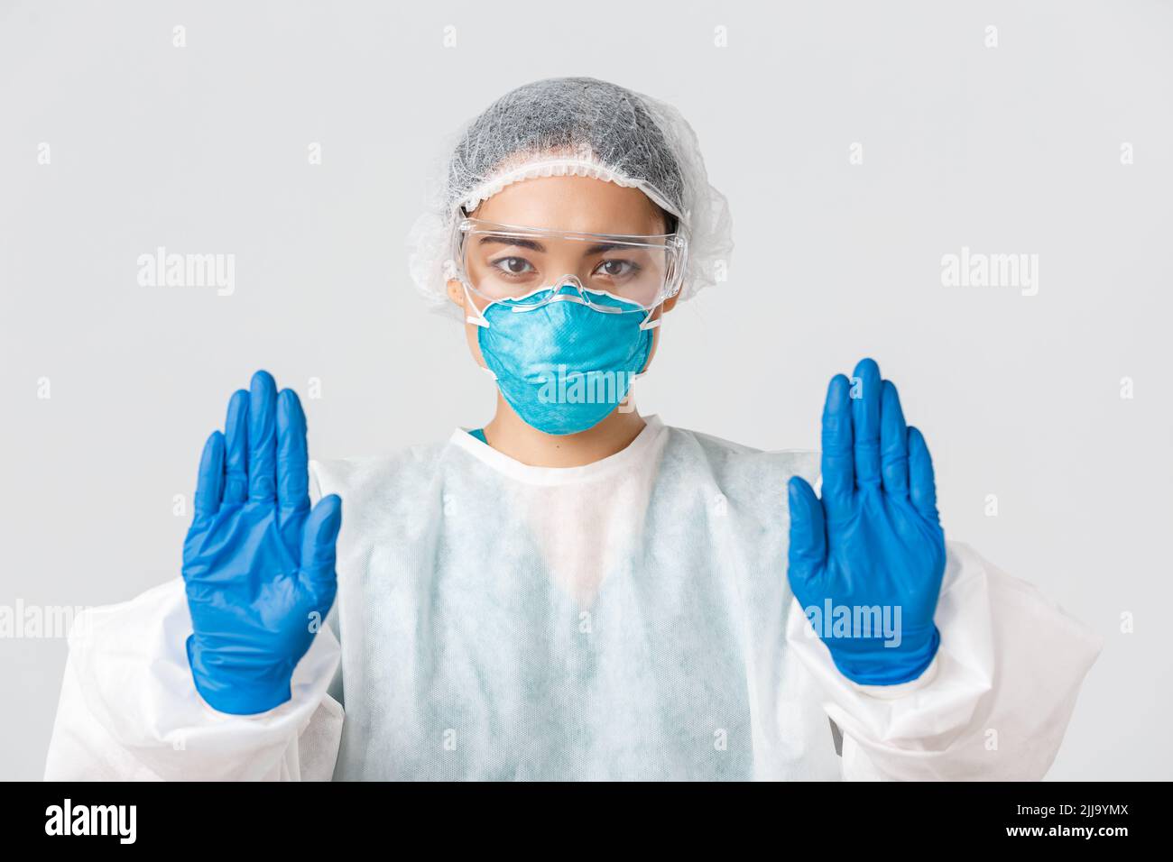 Covid-19, coronavirus disease, healthcare workers concept. Close-up of ...