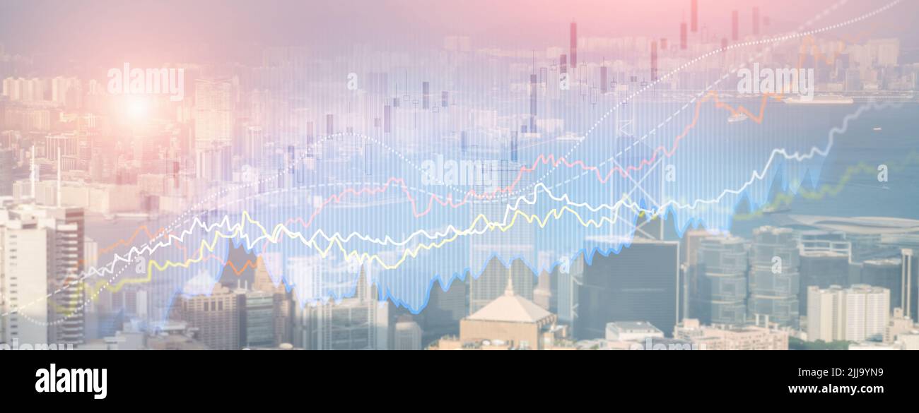 Smart city and stats concept with growing digital graphs and diagram on ...