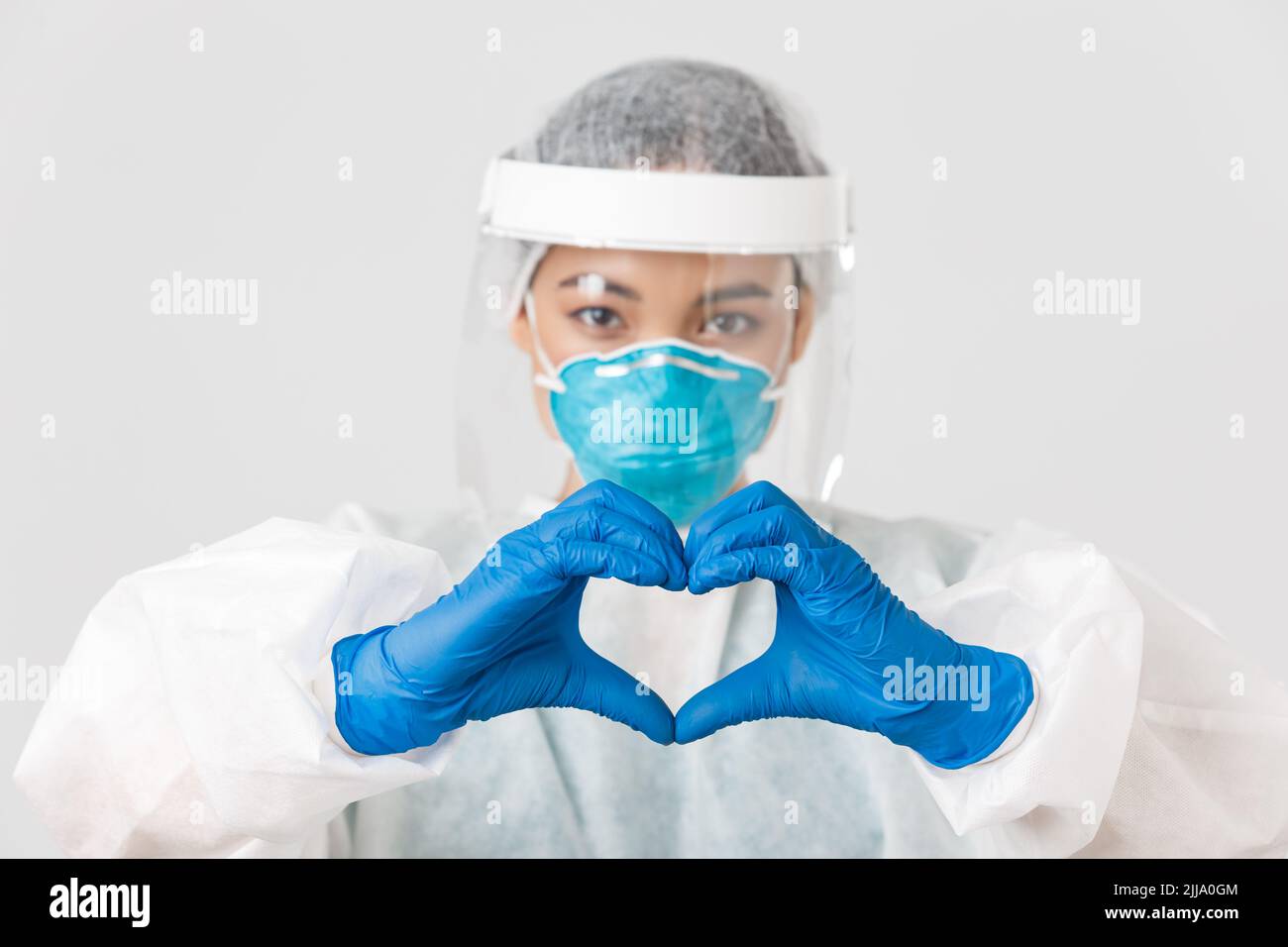 Covid-19, coronavirus disease, healthcare workers concept. Close-up of ...