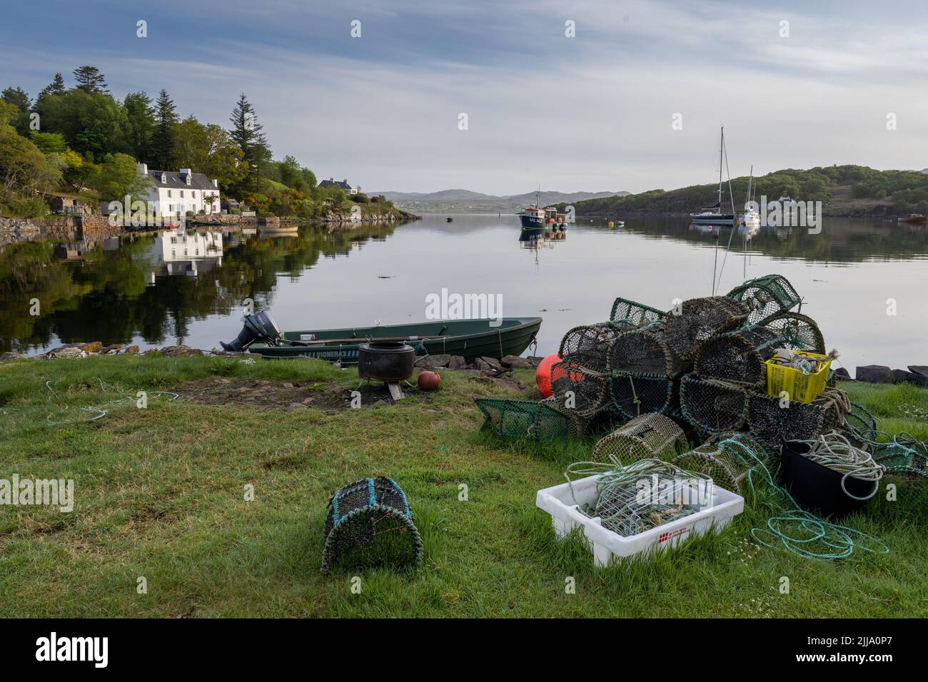 The view across Loch Gairloch from Dry Island, Badachro, Wester Ross ...