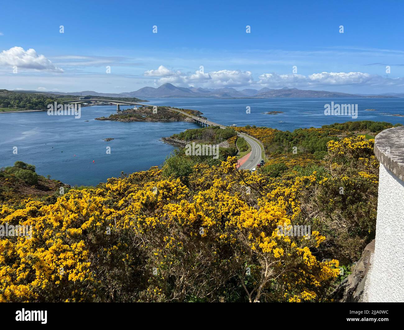 View across the Skye bridge to Skye from Plock of Kyle Stock Photo - Alamy