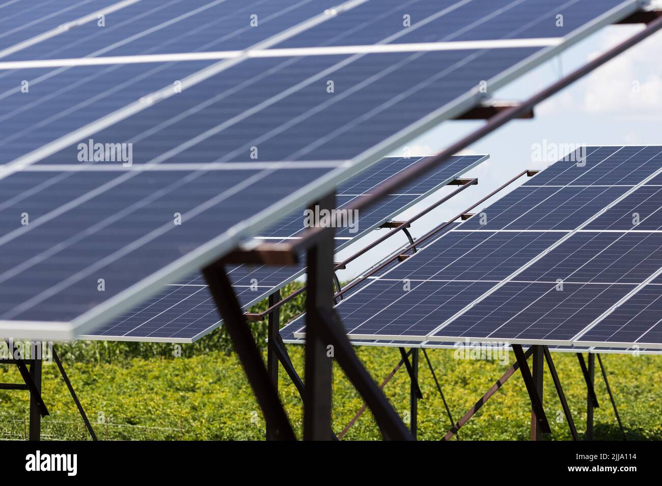 Solar panel construction close-up. Clean energy concept Stock Photo - Alamy