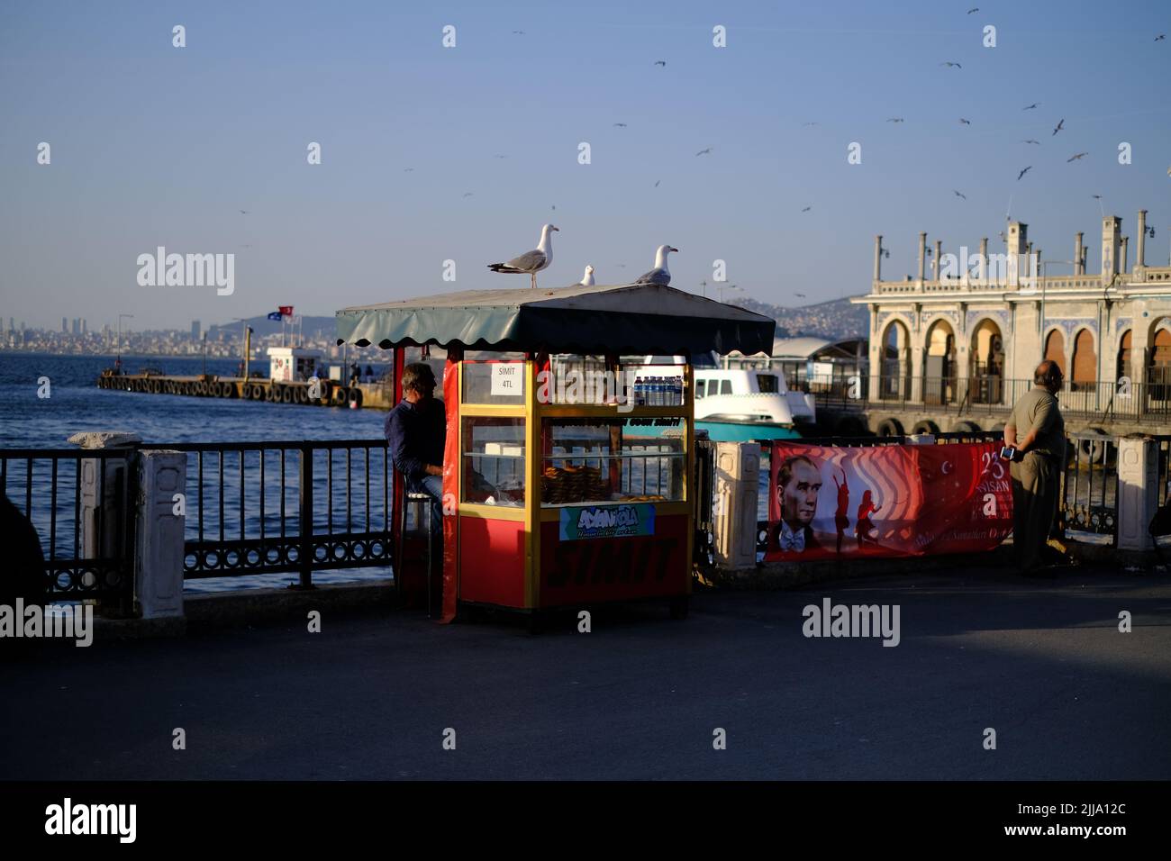 Beautiful Princess Islands outside of Istanbul shore with seagulls ...