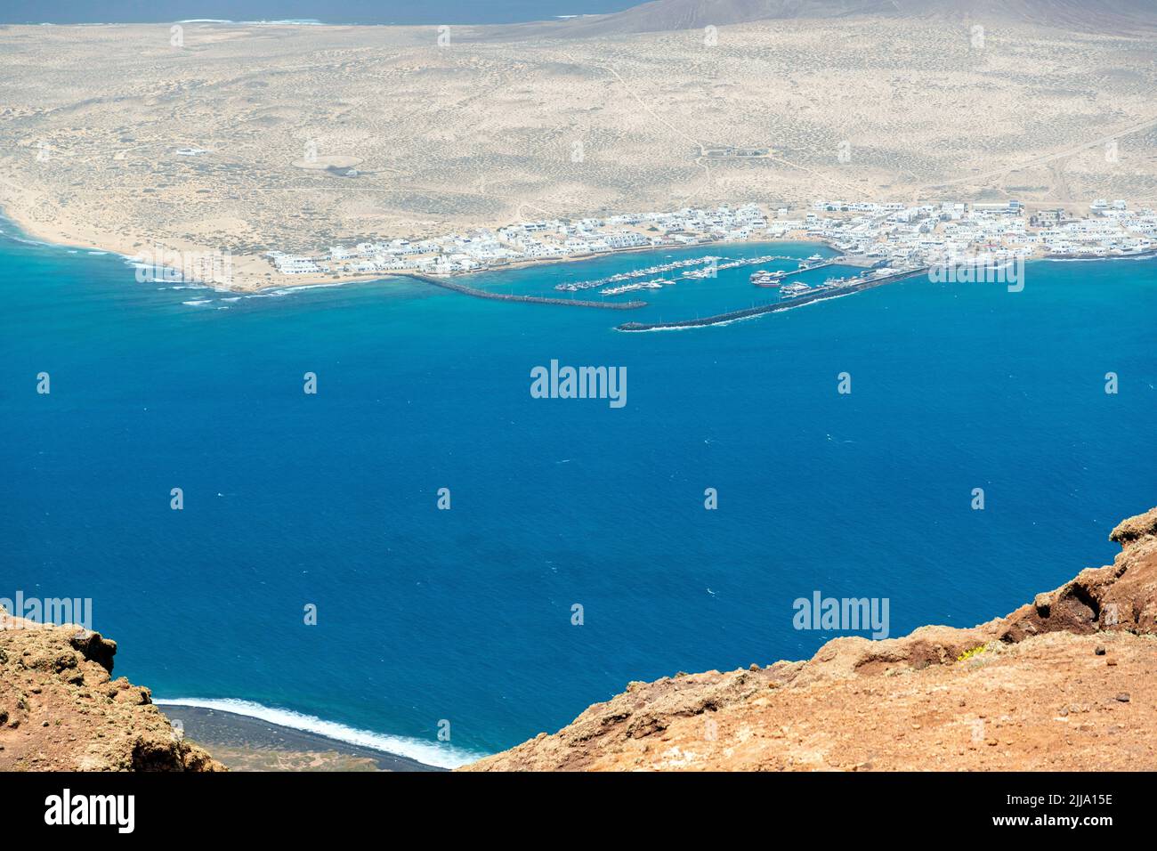 An aerial view of La Graciosa Island, from Mirador del Rio, Lanzarote ...
