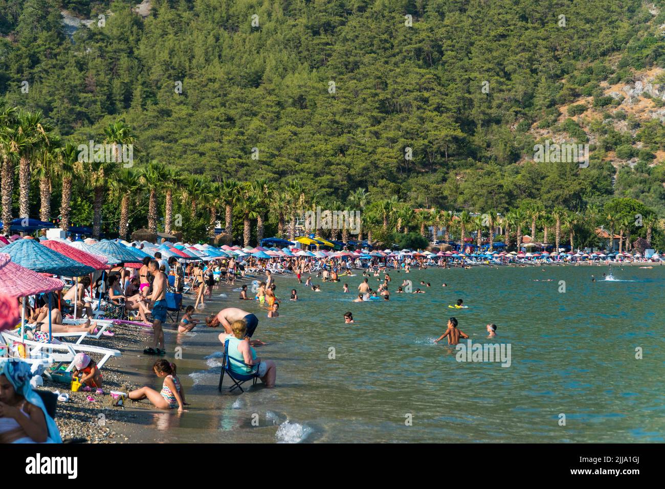 Oren, Milas, Mugla, Turkey - July 14, 2022: People on vacation in Oren ...