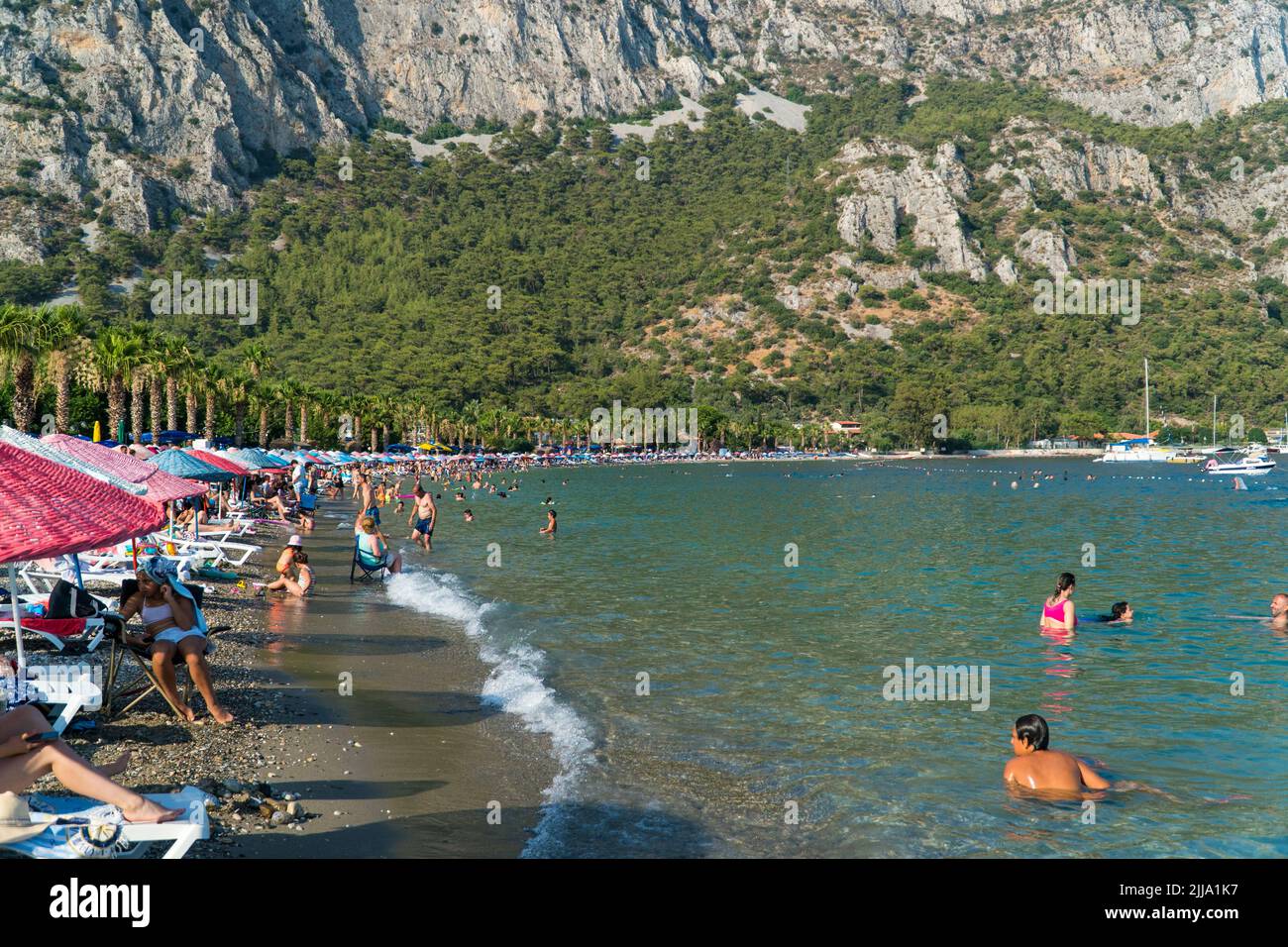 Oren, Milas, Mugla, Turkey - July 14, 2022: People on vacation in Oren ...