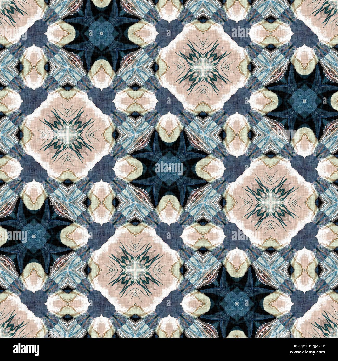 Retro boho geometric kaleidoscope scarf pattern background. Colorful ...