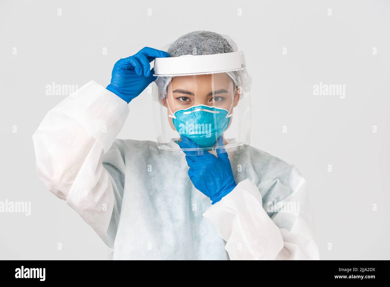 Covid-19, coronavirus disease, healthcare workers concept. Confident ...