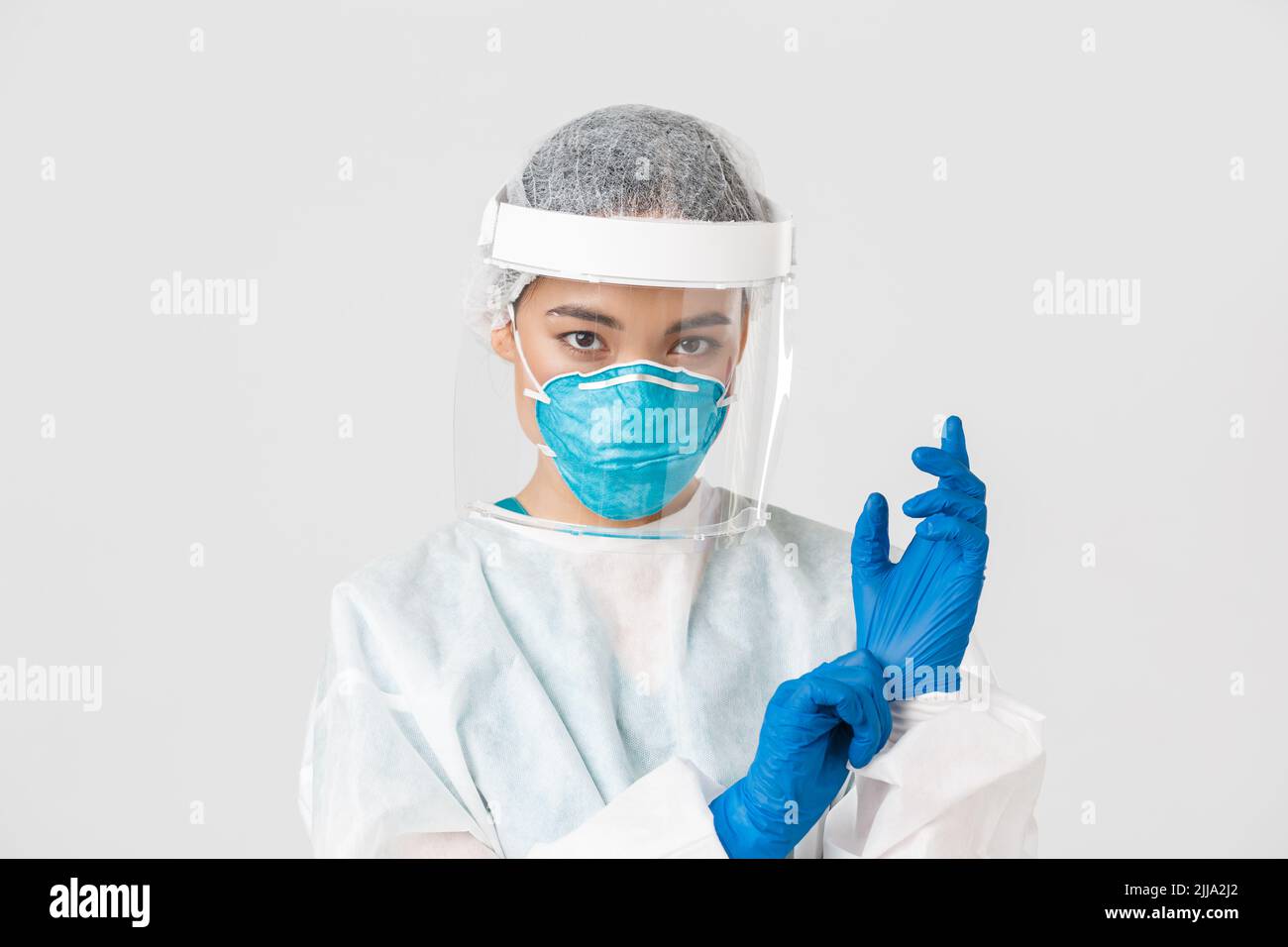 Covid-19, coronavirus disease, healthcare workers concept. Close-up of ...