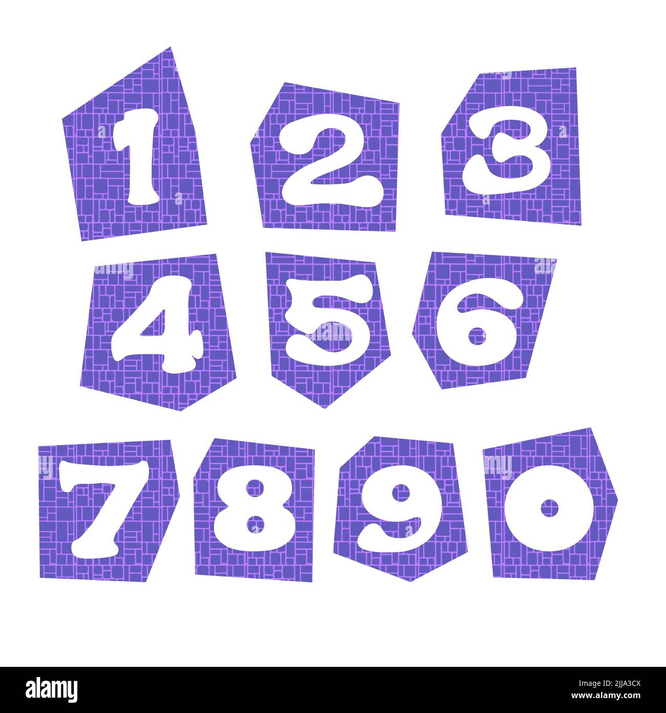 Set with cartoon numbers for kids and hobbies and packaging and fabrics ...