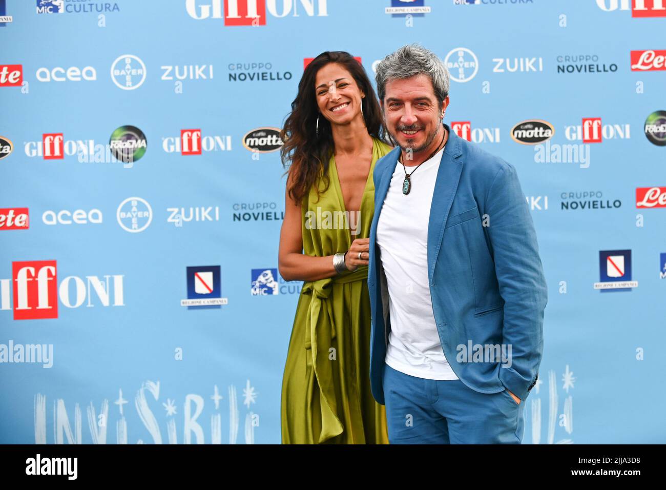GIFFONI VALLE PIANA, ITALY - JULY 24: Paolo Ruffini and Barbara Clara ...