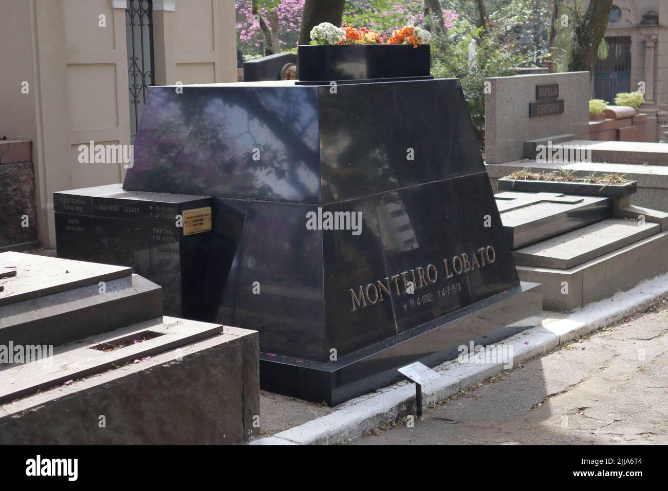 Famous brazilian writer Monteiro Lobato tomb at Cemetery of Consolation ...