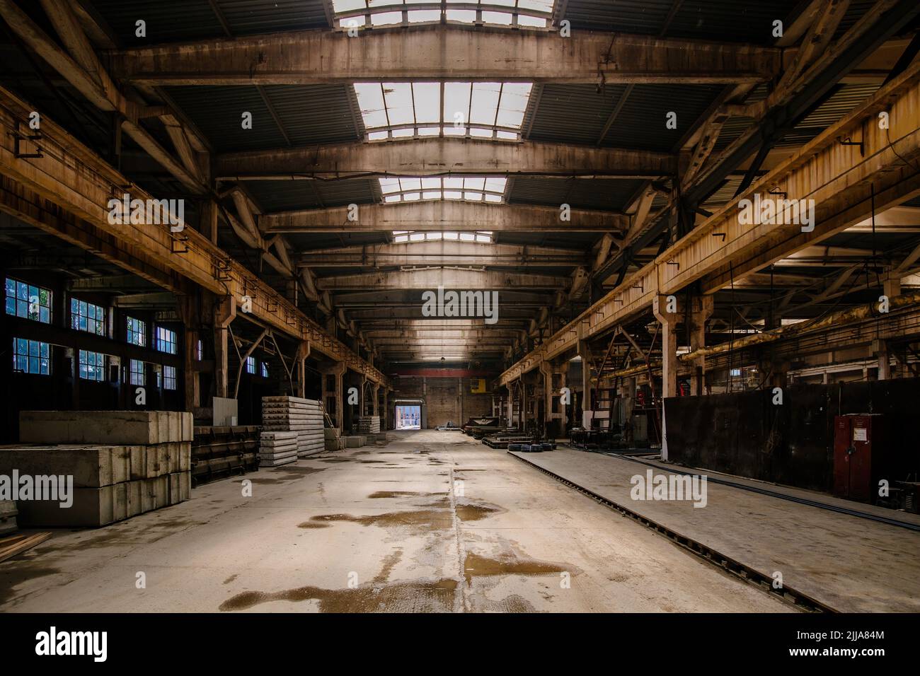 Reinforced concrete slabs production line Stock Photo - Alamy