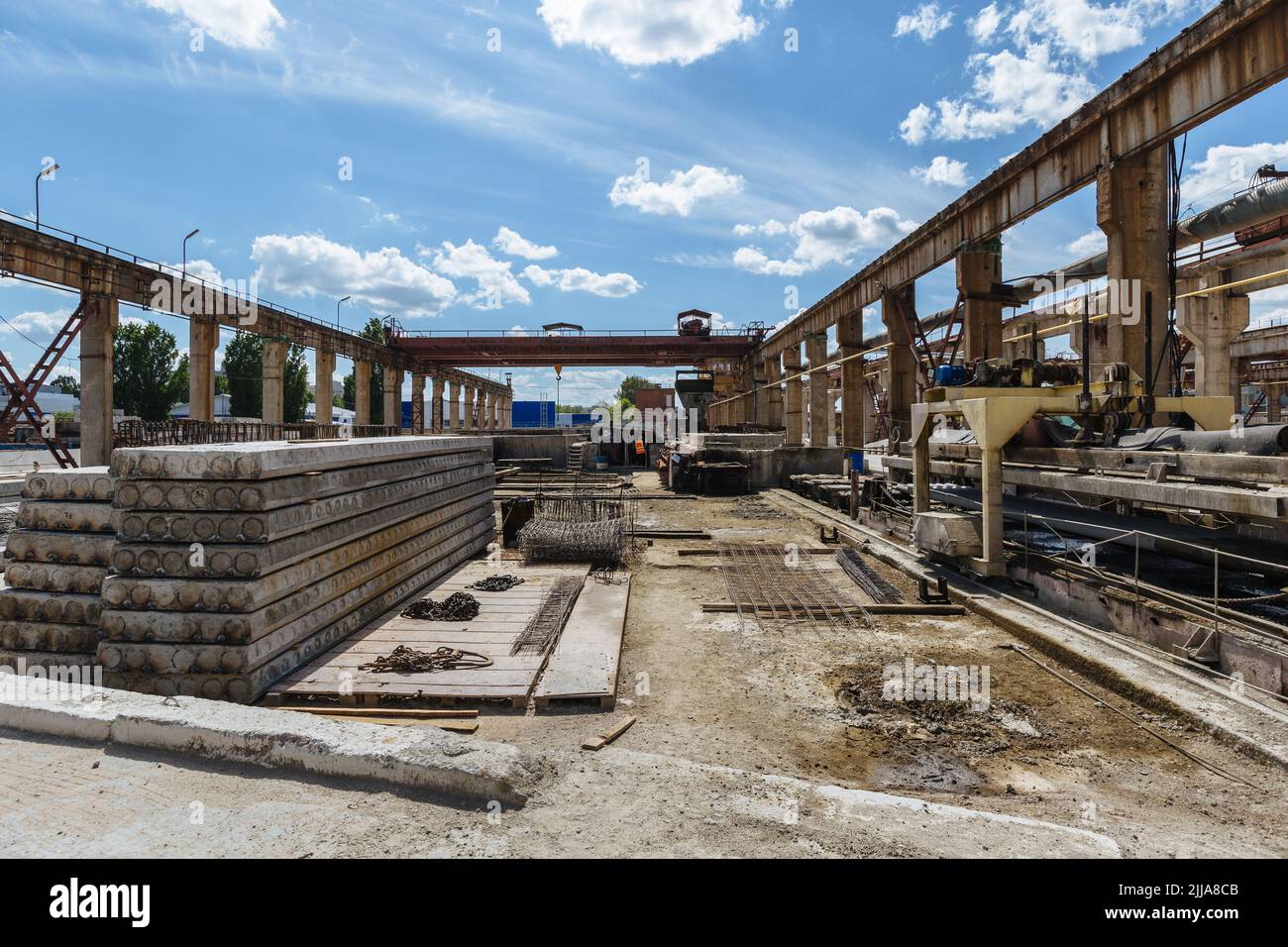 Reinforced concrete slabs production line Stock Photo - Alamy