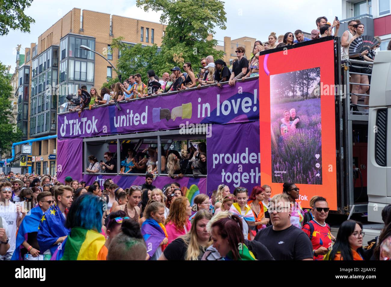 BERLIN, GERMANY - JULY 23, 2022: Tiktok's corporate float at the Pride ...