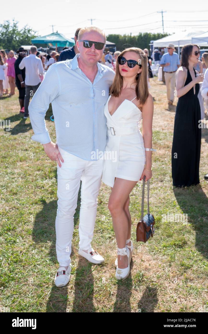 David Shusterman and Regina Mukhtarova attend Polo Hamptons 2022 Match ...