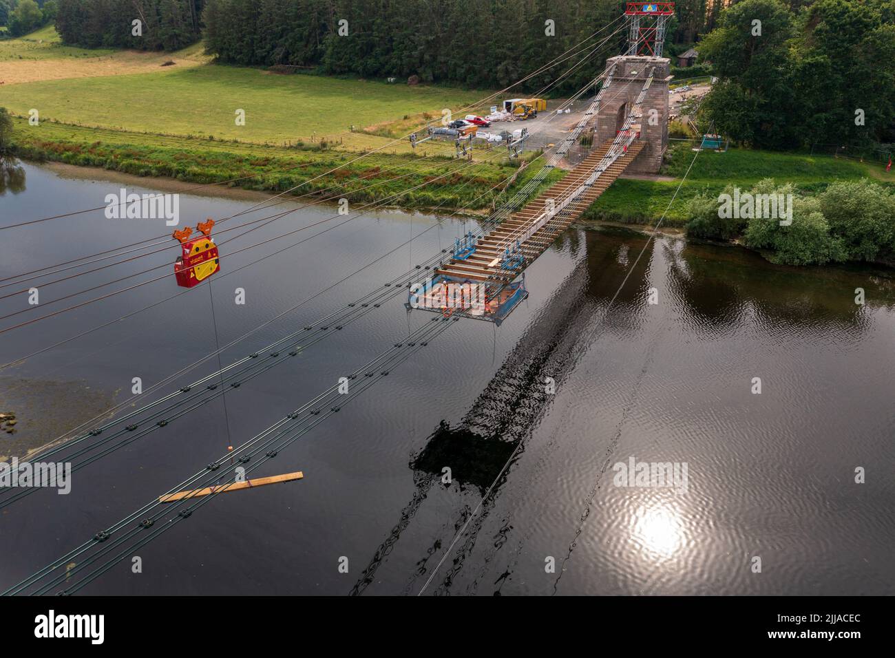 The Union Chain Bridge which crosses the River Tweed during restoration ...