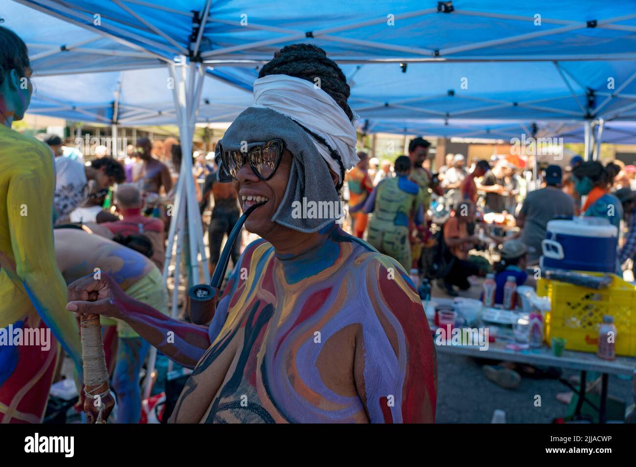 NEW YORK, NEW YORK - JULY 24: (EDITOR'S NOTE: Image Contains Nudity ...