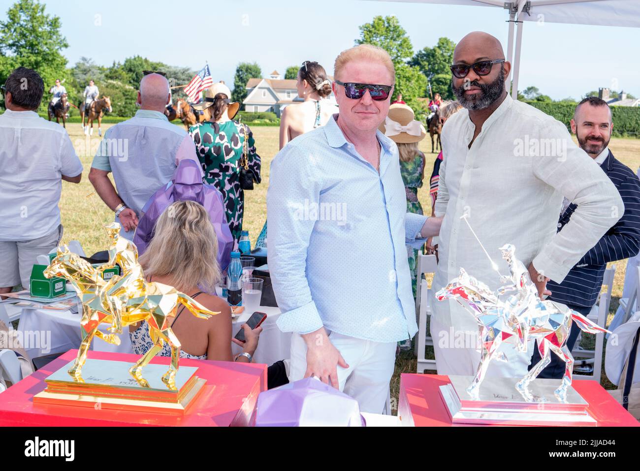 David Shusterman and Kalonji Kalala (Florent) attend Polo Hamptons 2022 ...