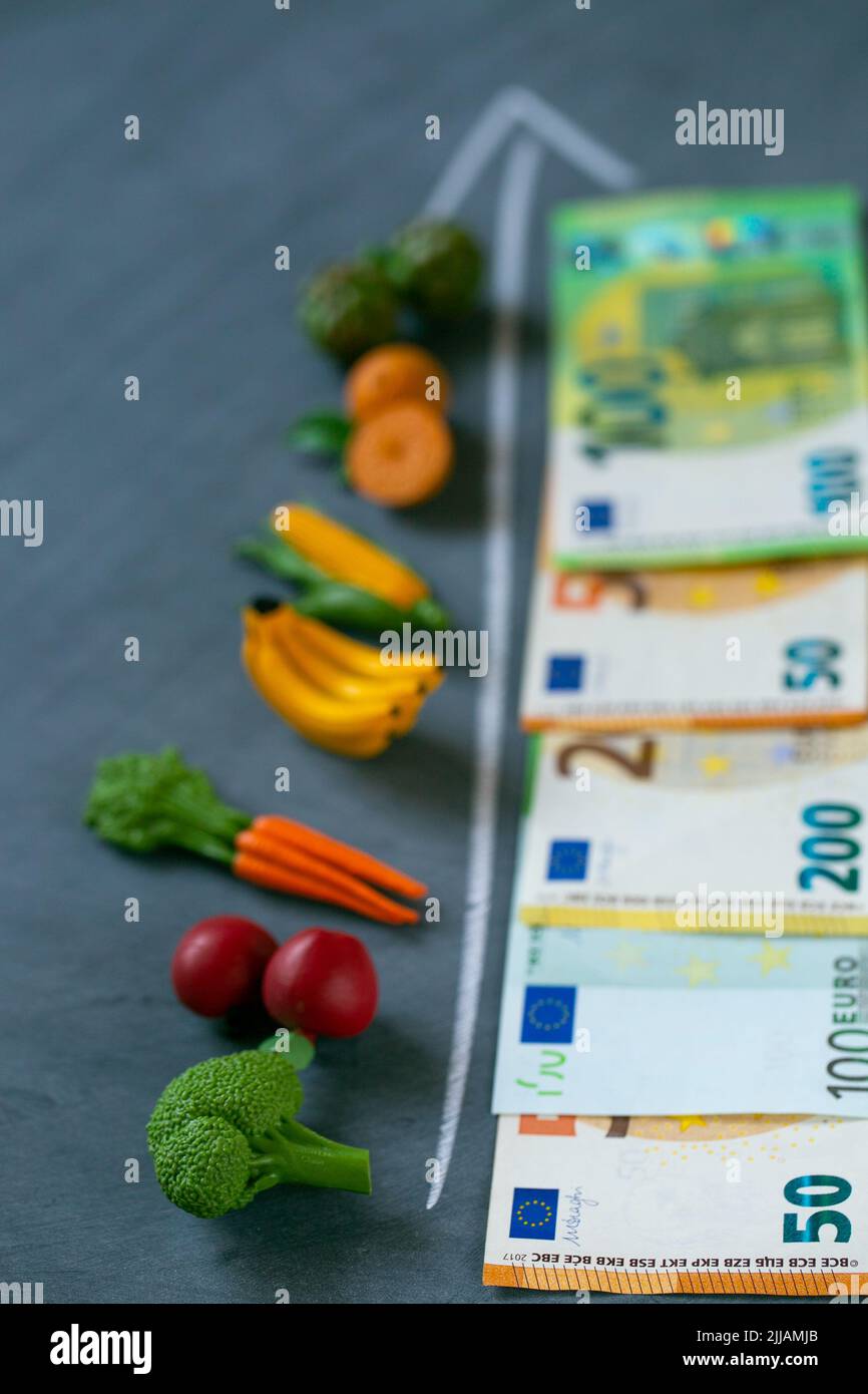 Vegetables and fruits price increase.Decorative vegetables and fruits ...