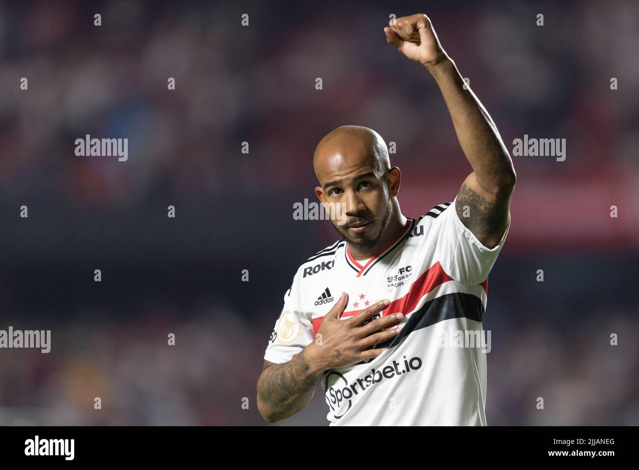 São Paulo, BRAZIL - São Paulo x Goiás-GO - Patrick celebrates his goal ...